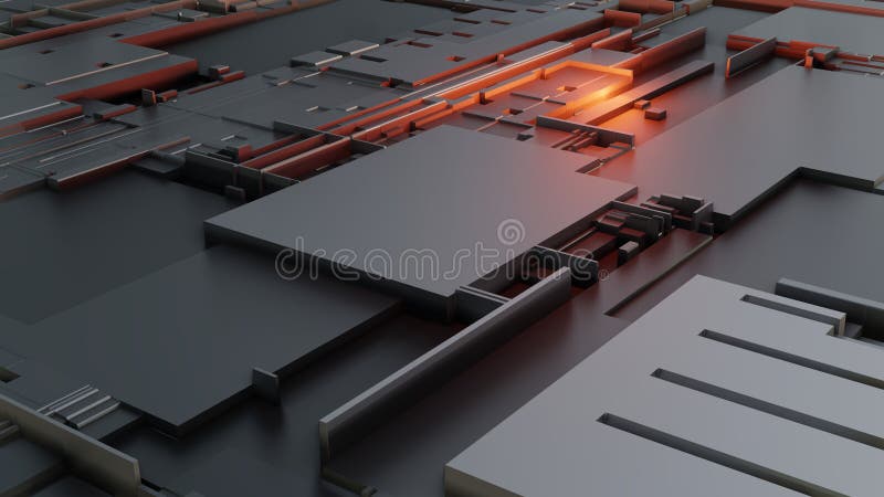 3d Render Abstract Technology Background with Cubes Stock Illustration ...
