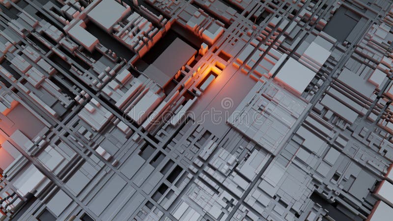 3d Render Abstract Technology Background with Cubes Stock Illustration ...