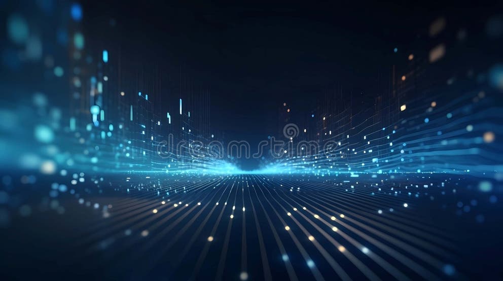 3d Render of Abstract Technology Background with Digital Binary Code, Big Data Concept ...