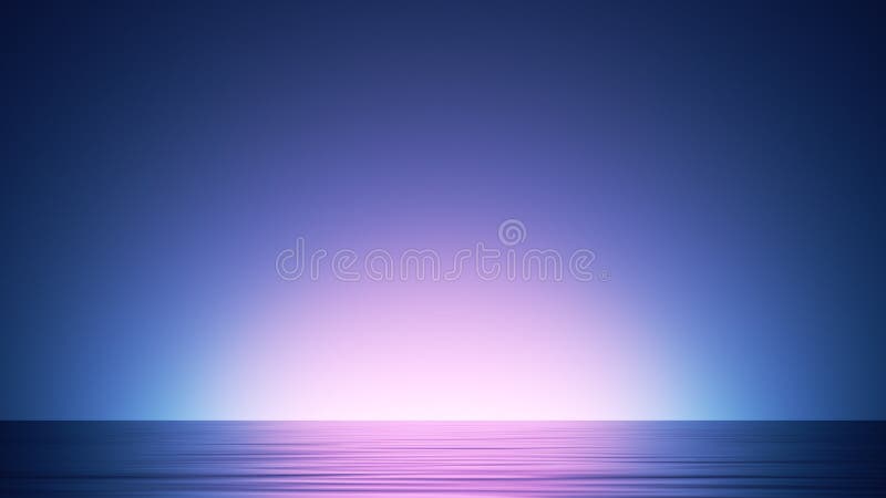 3d Render, Abstract Ultraviolet Background with Ocean Water and Bright ...