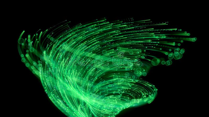 3d Render, Abstract Wallpaper. Digital Data Transfer. Green Glowing ...