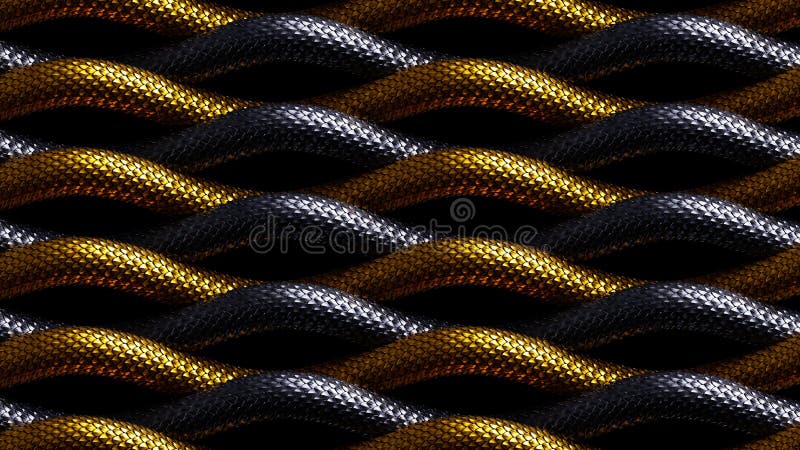 3d Render, Abstract Wavy Background with Gold and Black Snake Texture ...