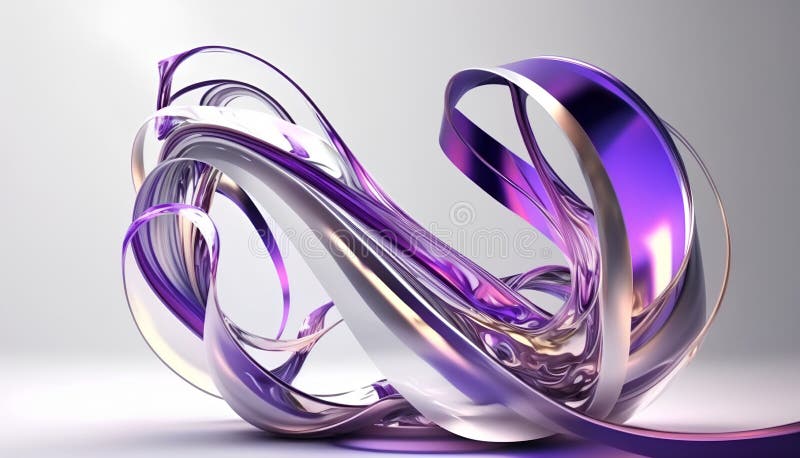 3d Render of Abstract Wavy Background. Purple, Violet and Violet Colors ...