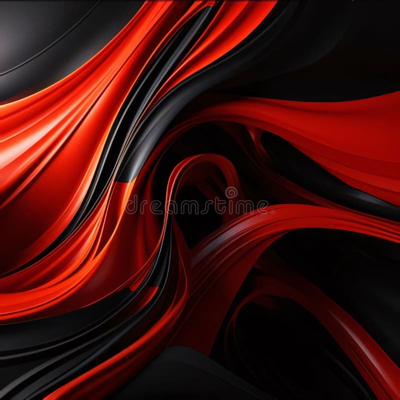 3d Render, Abstract Wavy Background, Red and Black Colors Stock ...