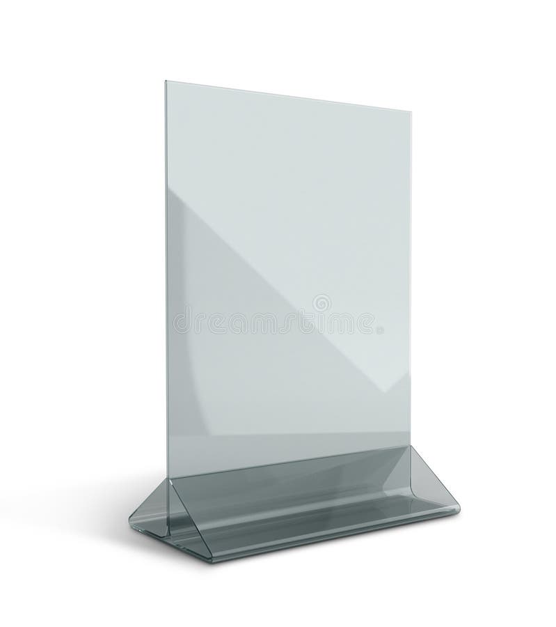 3D Render Acrylic Clear Menu Holder Triangle Base Stock Illustration ...