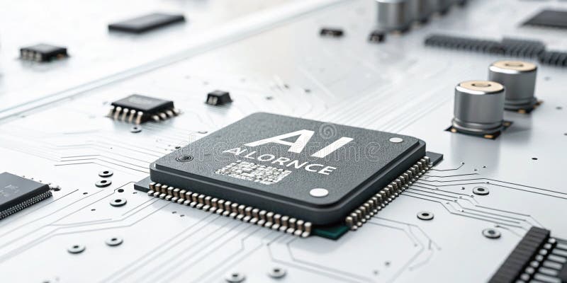 3D Render of AI Technology on CPU Chipset Stock Illustration ...
