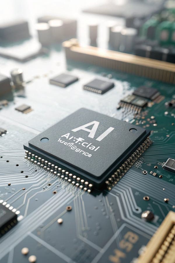 3D Render of AI Technology on CPU Chipset Stock Illustration ...