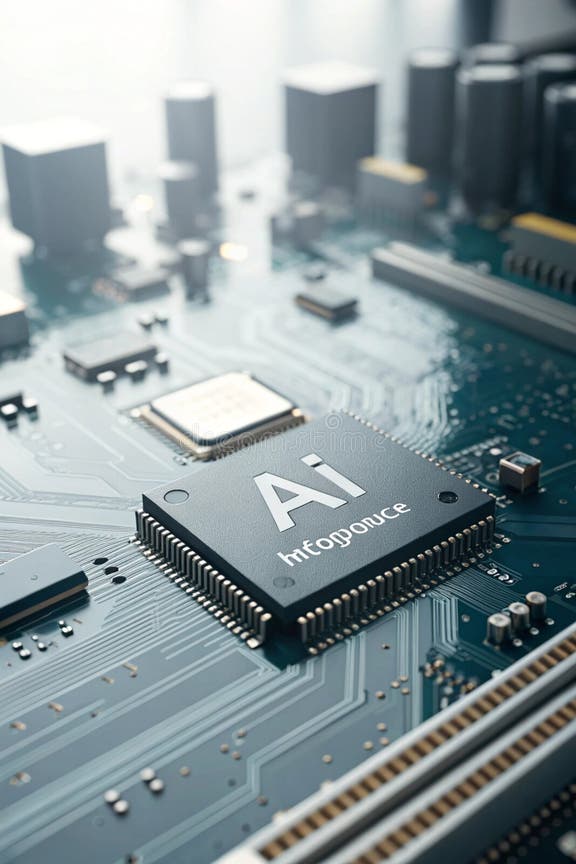 3D Render of AI Technology on CPU Chipset Stock Illustration ...