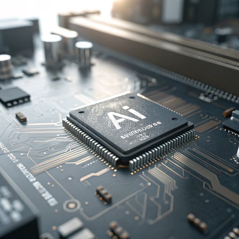3D Render of AI Technology on CPU Chipset Stock Illustration ...