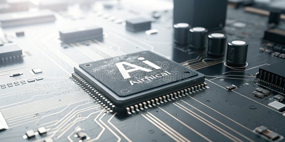 3D Render of AI Technology on CPU Chipset Stock Illustration ...