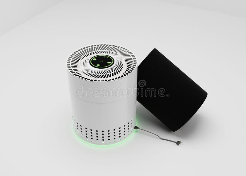 3d Render Air Purifier and Air Filter Above View with Touch Screen ...