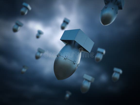 3d Render of Airborne Nuclear Bombs Stock Illustration - Illustration ...