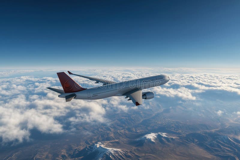 3D Render of an Airplane Flying in the Sky with Clouds Ai Photo Stock ...