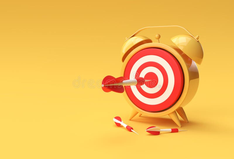 3D Render Alarm Clock Target with Arrow Time Management, Planning ...