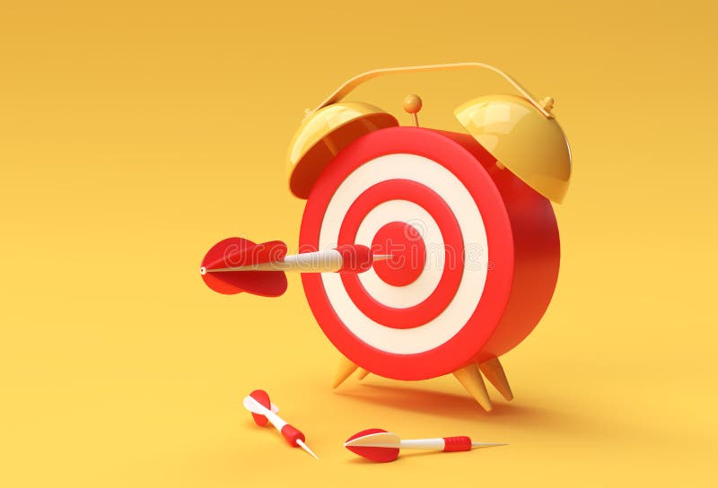 3D Render Alarm Clock Target with Arrow Time Management, Planning ...