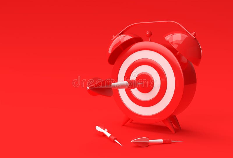 3D Render Alarm Clock Target with Arrow Time Management, Planning ... 3D Render Alarm Clock Target with Arrow Time Management, Planning ...