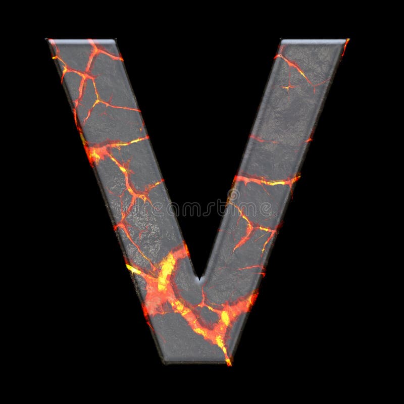 3D Render of Volcano Cracks Alphabet Letter Stock Illustration ...
