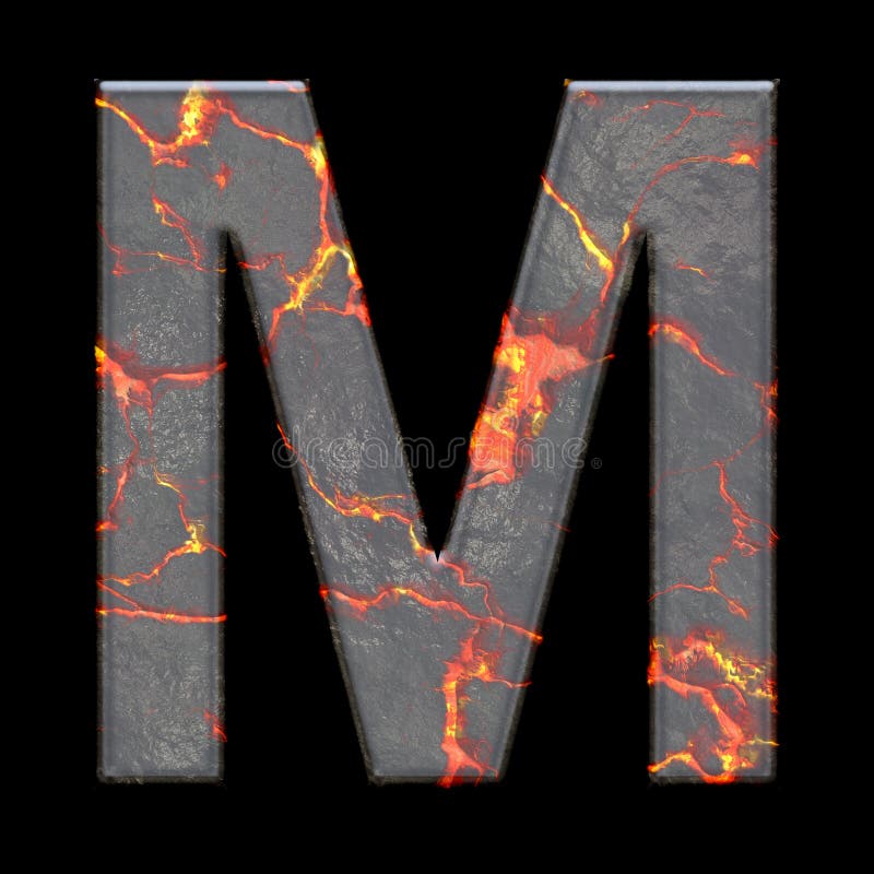 3D Render of Volcano Cracks Alphabet Letter Stock Illustration ...