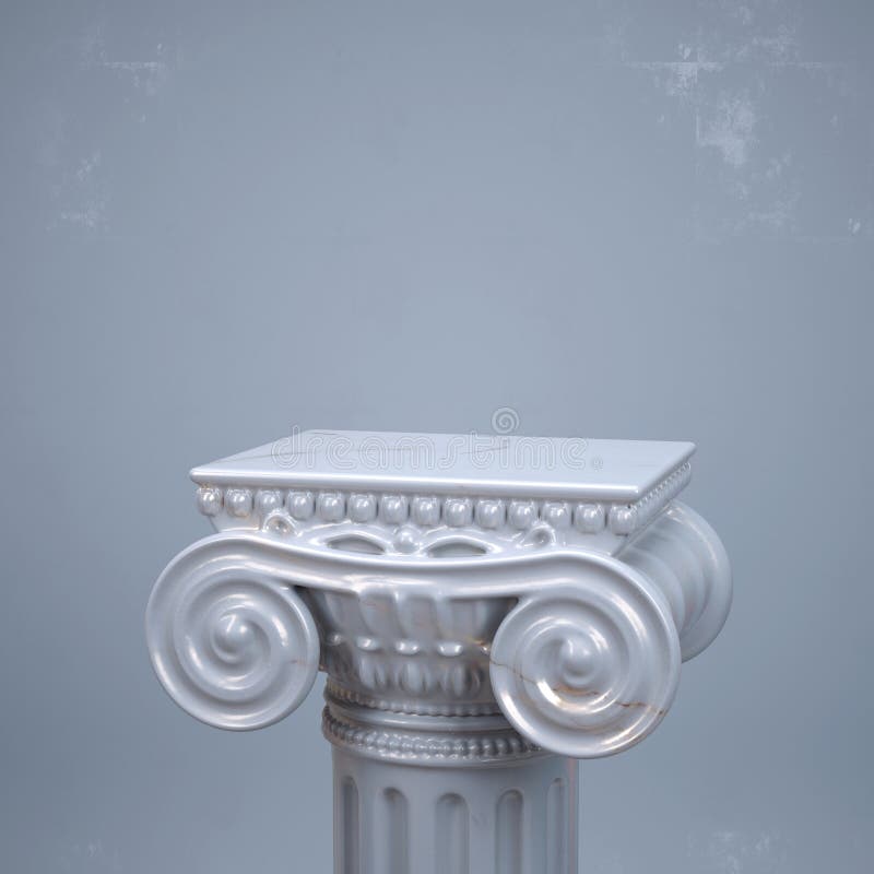 3d Render of Ancient Column with Marble Texture. Stock Illustration ...