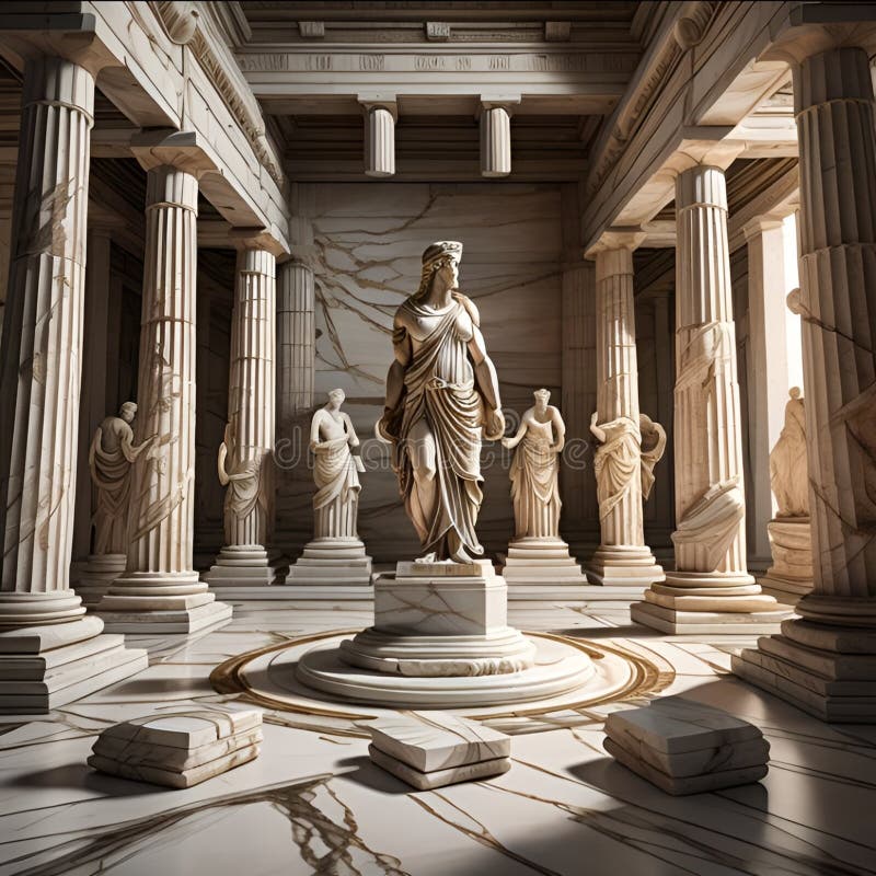 3d Render of Ancient Greek Temple with Columns and Statues. Stock ...
