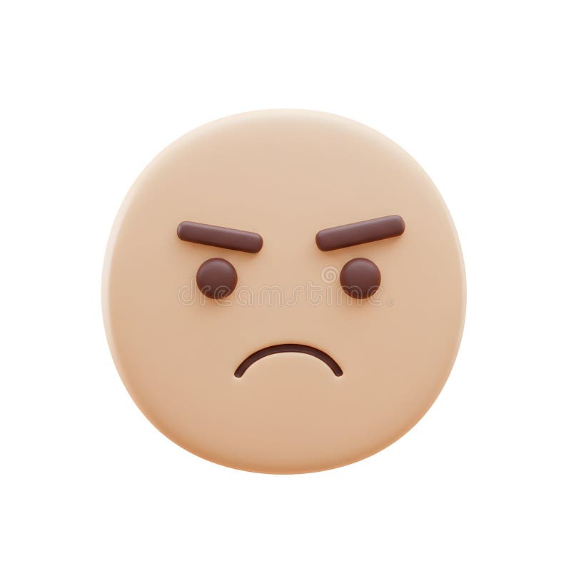 3D Render of an Angry Emoji Icon Frustrated Face Expression Digital Art ...