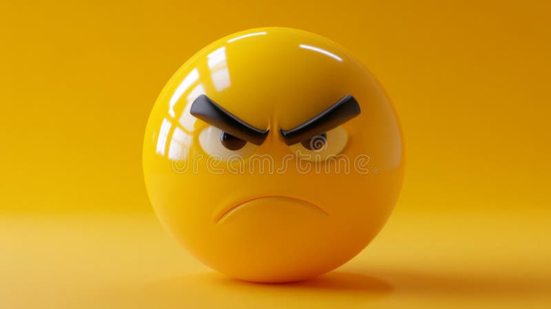 3D Render of an Angry Yellow Emoji on Yellow Background Stock ...