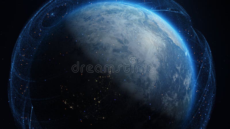 3D Render of Animated Digital Sphere Over the Earth Globe Stock ...