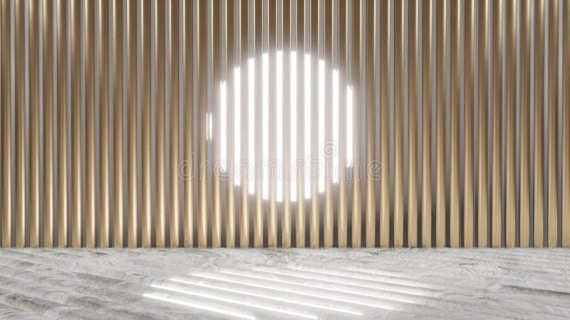 3D Render of Bright Sun Shining through Golden Wall Paneling Stock ...