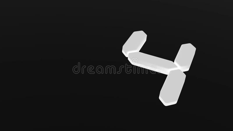 3D Render Animation of White Glowing Countdown Digital Number Timer ...