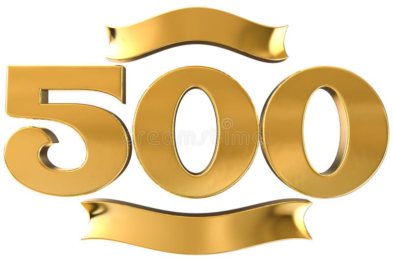 500 3d Render Anniversary Golden Sign Stock Illustration - Illustration ...