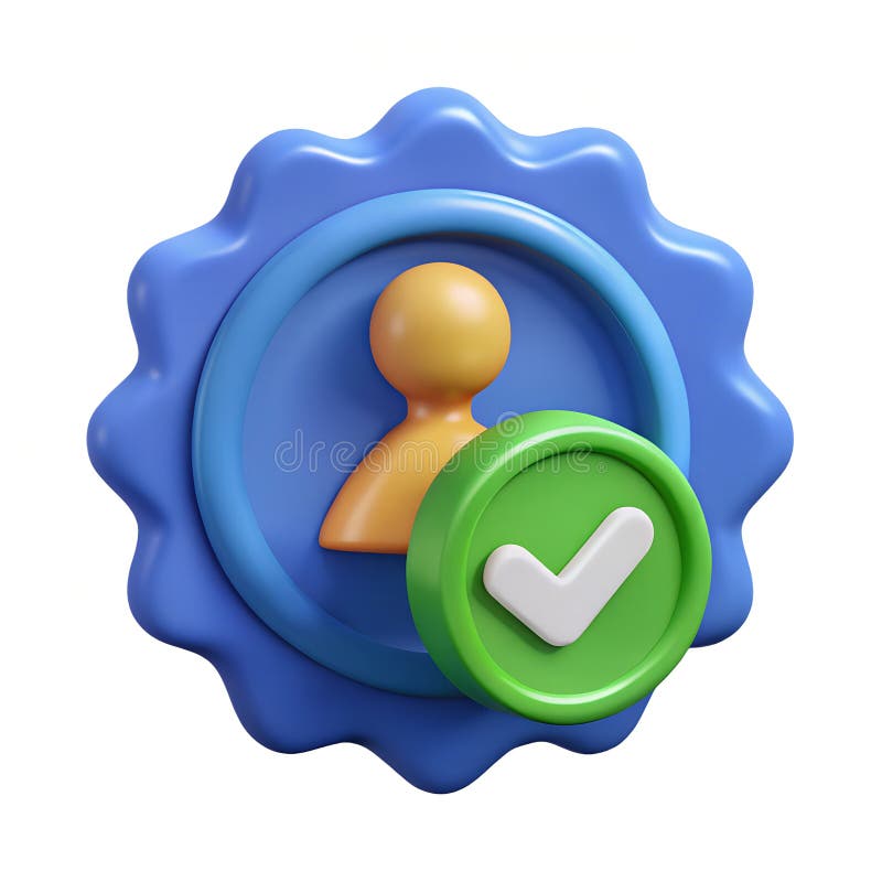 3D Render of Approved User Profile Badge with Checkmark Stock ...