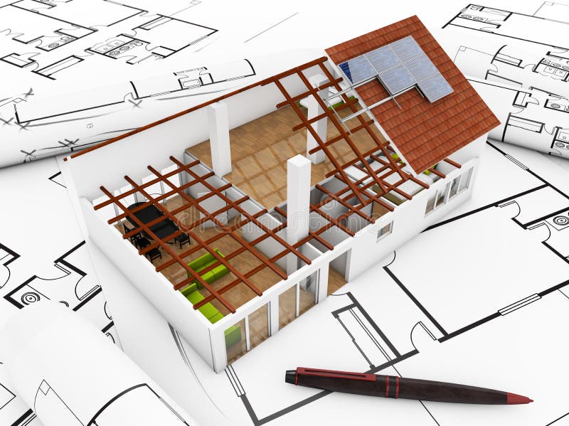 3d Render of Architecture Model Stock Illustration - Illustration of ...