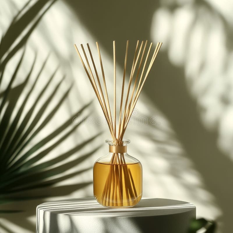 3d Render of Aroma Diffuser in the Room with Palm Leaves Stock ...