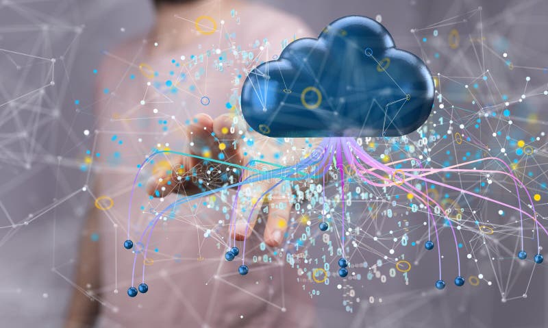 3d Render of an Artificial Intelligence Cloud with Lines and Binary ... 3d Render of an Artificial Intelligence Cloud with Lines and Binary ...