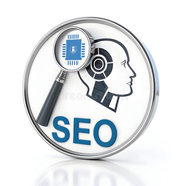 Artificial Intelligence SEO Icon 3D Render Isolated on White Background ...