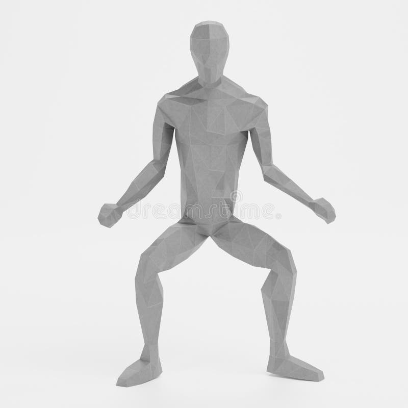 Render of Artificial Low-poly Character Stock Illustration ...