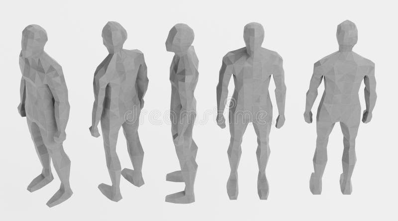 Render of Artificial Low-poly Character Stock Illustration ...