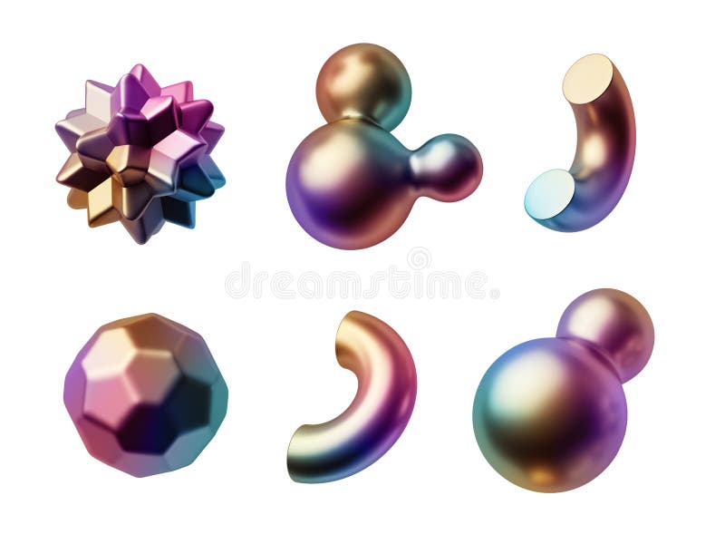 3d Render, Assorted Abstract Geometric Shapes and Objects. Collection ...