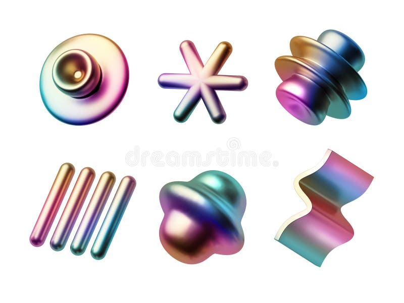 3d Render, Assorted Abstract Geometric Shapes and Objects. Collection ...