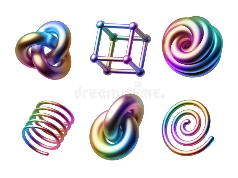 3d Render, Assorted Abstract Geometric Shapes and Objects. Collection ...