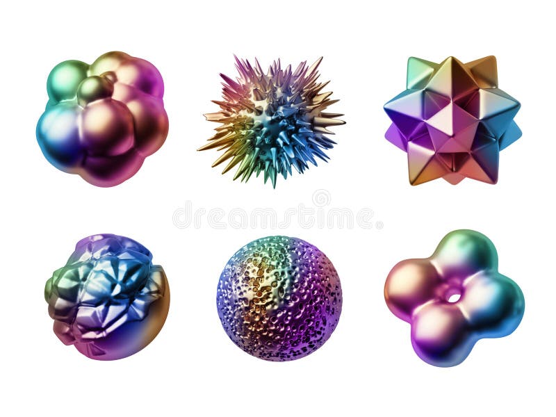 3d Render, Assorted Abstract Geometric Shapes and Objects. Collection ...