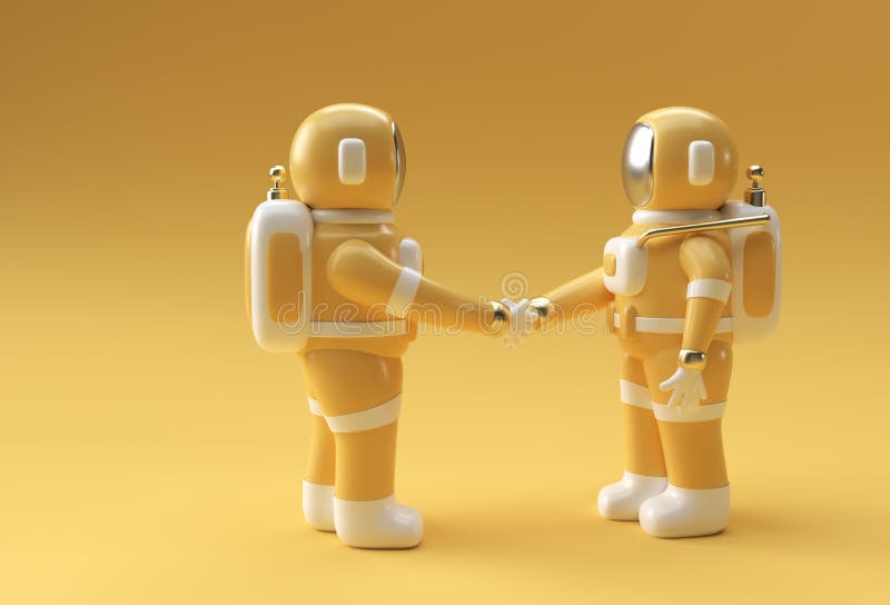3d Render Astronaut Hand Shake Gesture 3d Illustration Design Stock ...