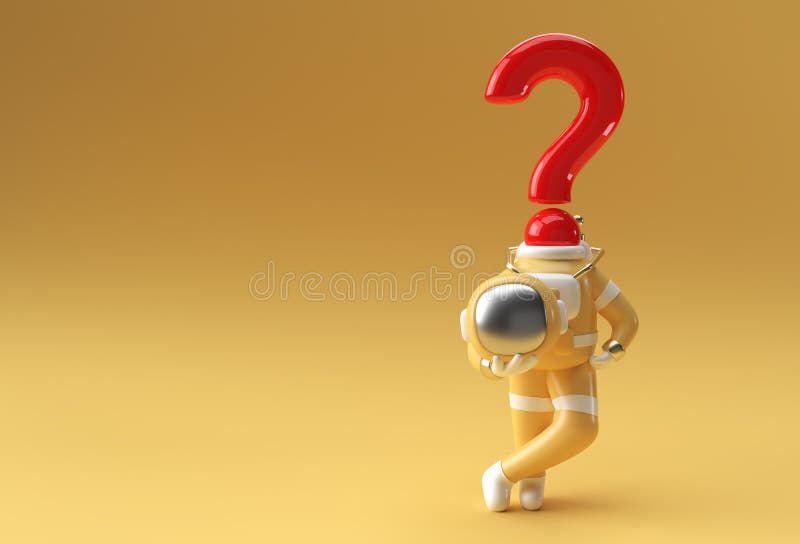 3d Render Astronaut Question Mark instead of Head 3d Illustration ...