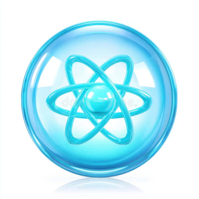 3D Render of an Atom in a Transparent Sphere Stock Illustration ...