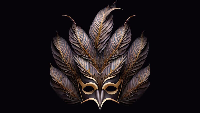 3D Render of Attractive Carnival Mask with Feathers on Black Stock ...