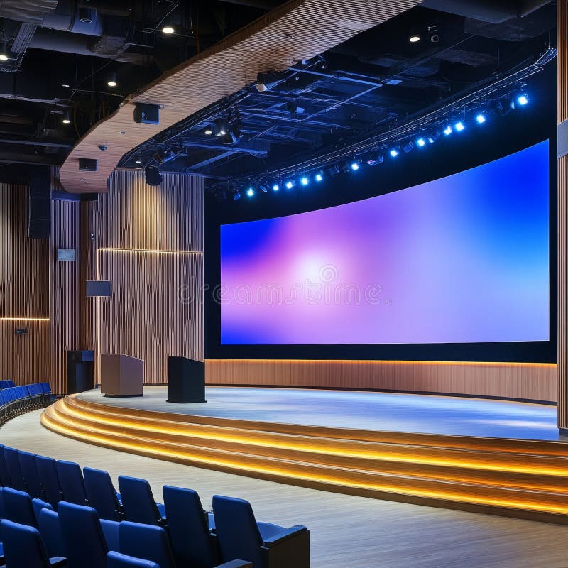 3d Render of Auditorium with Seats and Spotlights on Stage Stock ...