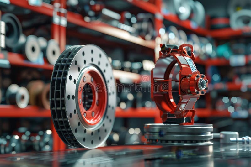 3d Render of Auto Parts Collection Featuring Oversized Red Caliper in ...