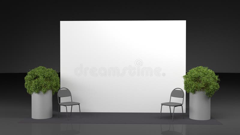 3d Render Backdrop 2x3 Meters with Plants and Chairs, Realistic Mockup ...
