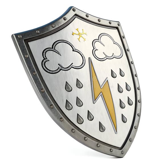 "Bad Weather with Shield Background Icon 3D Render Isolated on White ...