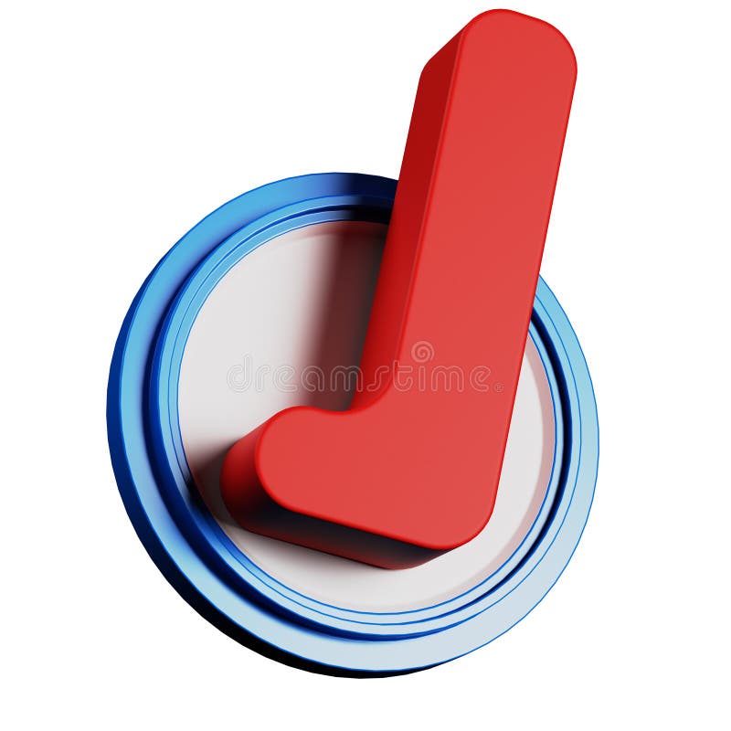 3d Render Badge and Red Correct Checked Mark Icon Stock Illustration ...